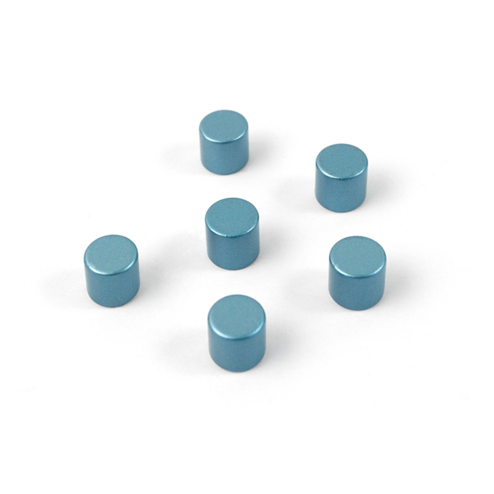 Starka metallicblå magneter 8x8 mm 6-pack | Trendy magneter